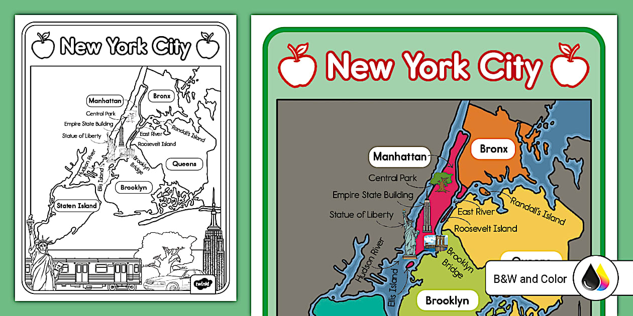 New York City Map (teacher made) - Twinkl