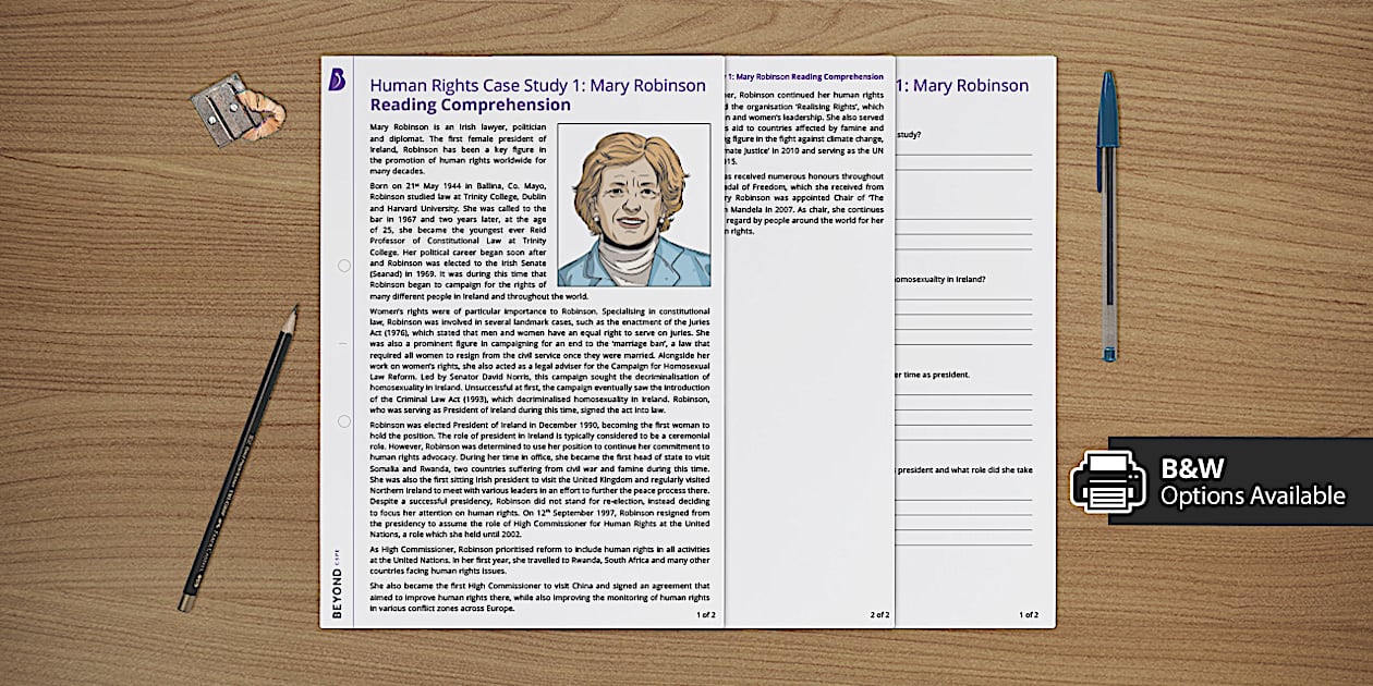 Human Rights Case Study 1: Mary Robinson - Twinkl