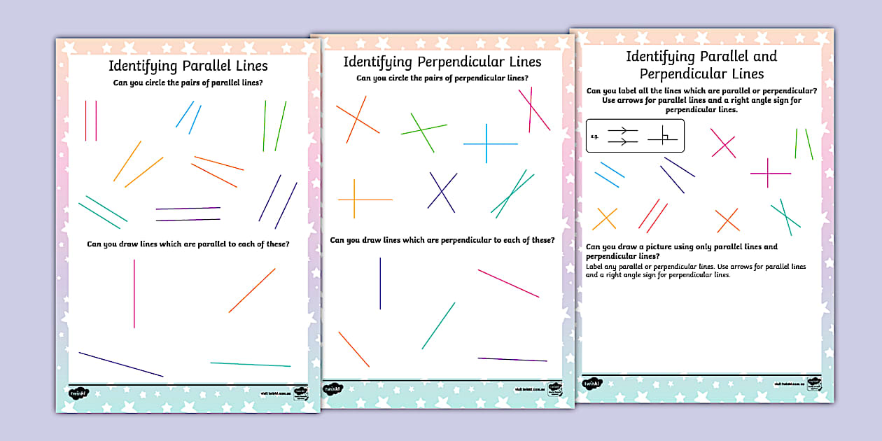 Parallel and Perpendicular Lines Activity Sheets - Twinkl
