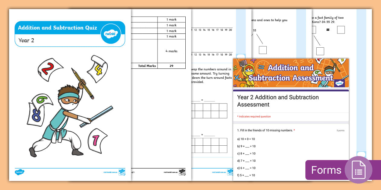Year 2 Addition and Subtraction Assessment (teacher made)