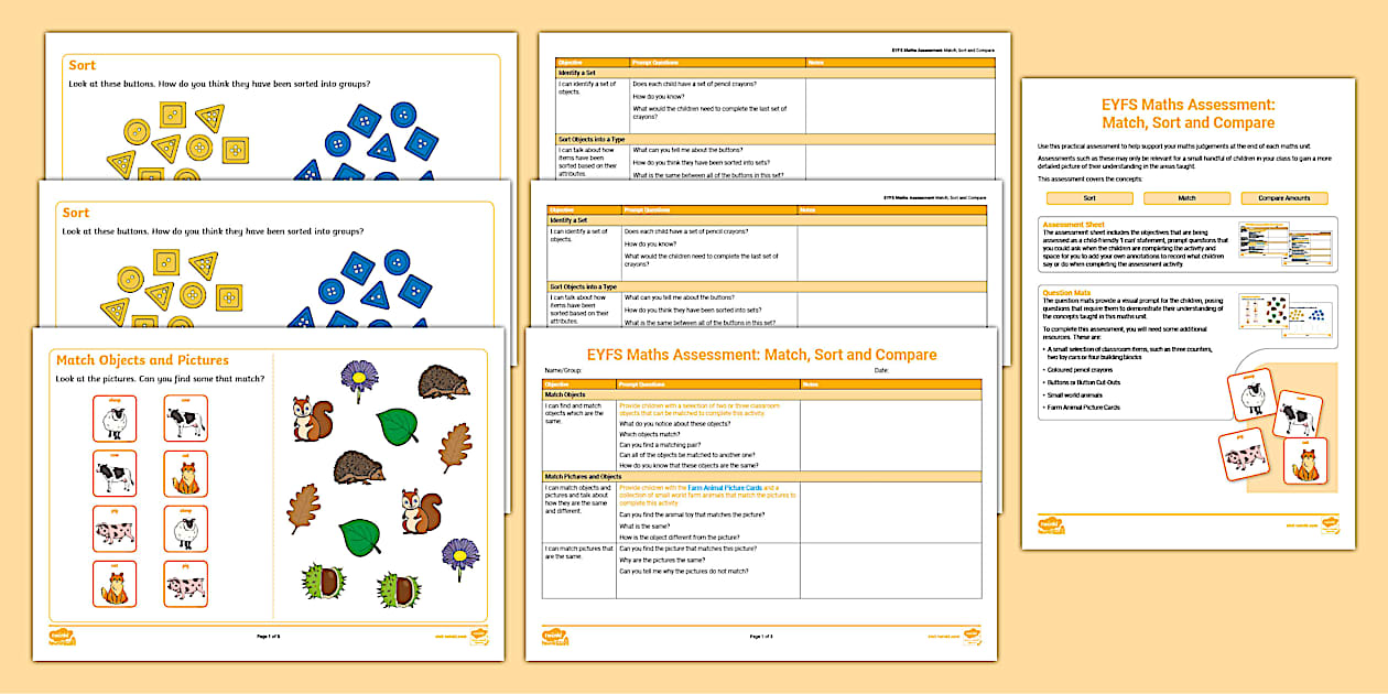 EYFS Maths Assessment: White Rose Match, Sort and Compare