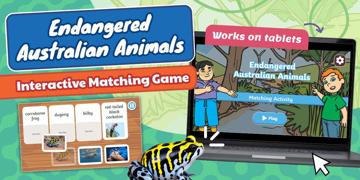 * NEW * Endangered Australian Animals Interactive Matching Game