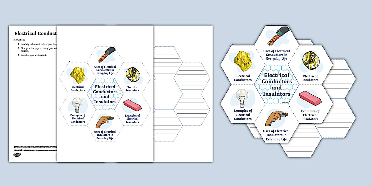 Electrical Conductors and Insulators Hexagon Writing Template