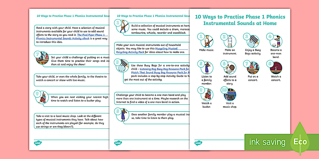 10 Ways to Practice Phase 1 Phonics Instrumental Sounds at Home Guide for