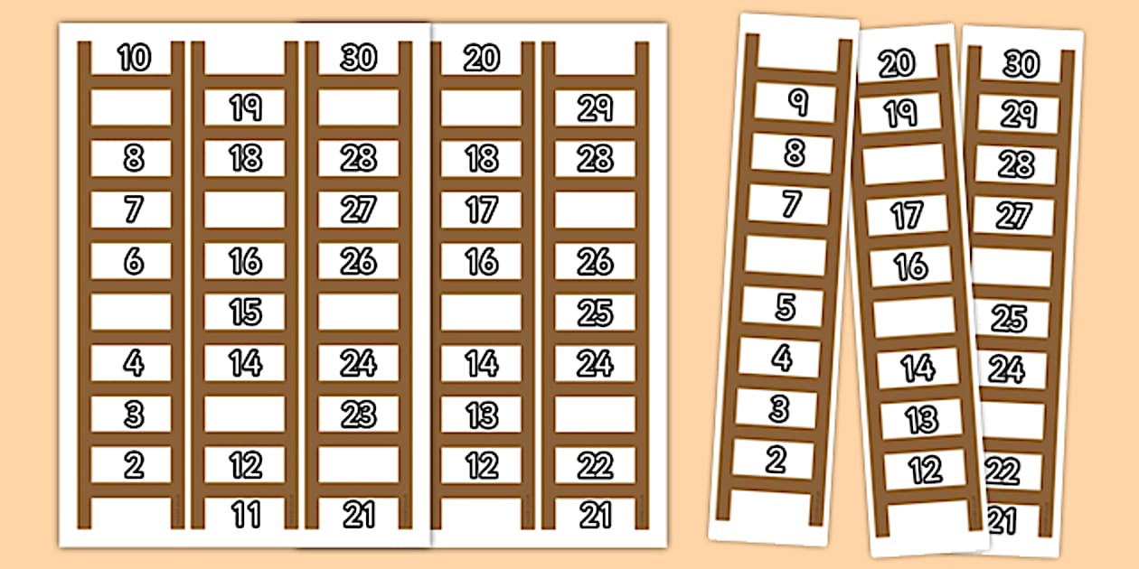 Editable Ladder Missing Number to 30 Worksheets - Twinkl