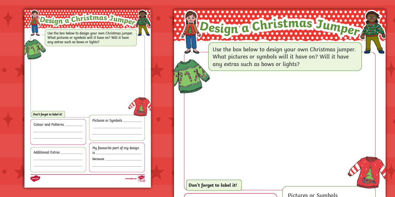 KS1 Design a Christmas Jumper Worksheet - Twonkl - Twinkl