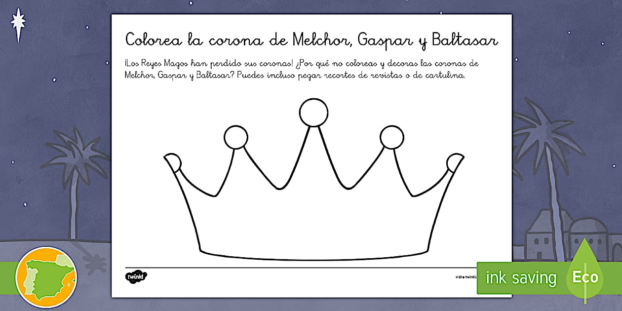 Corona de los Reyes Magos para imprimir - Twinkl
