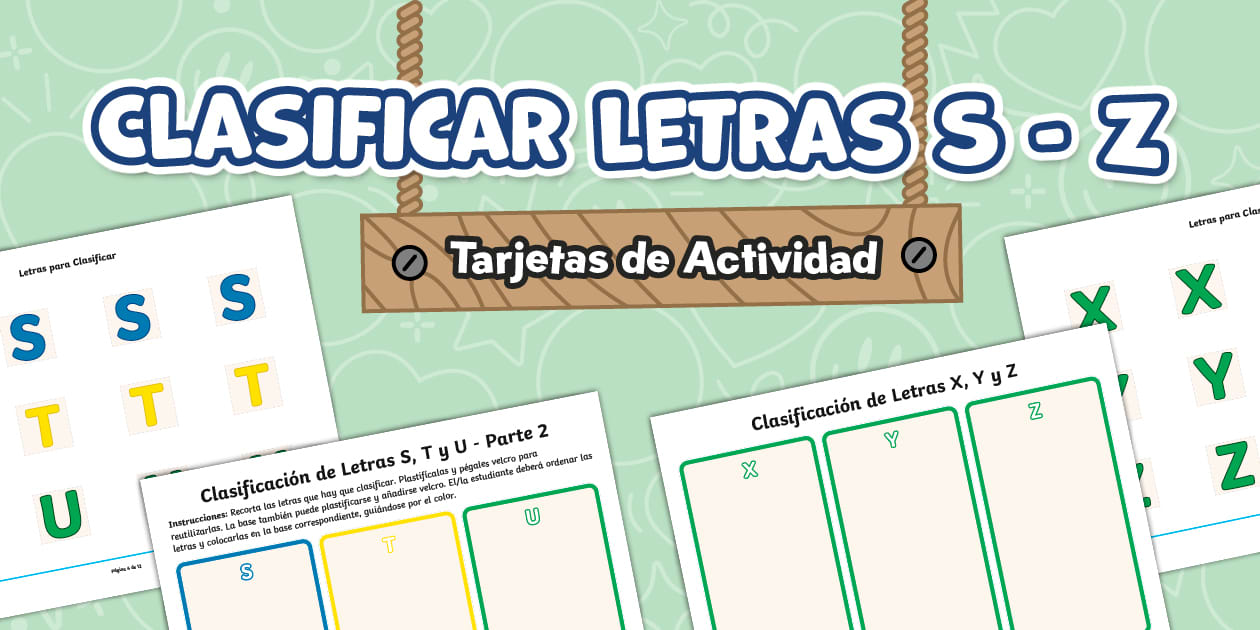 Tarjetas |Clasificación Letras S-Z |Mayúsculas |NEE |DUA |TEA