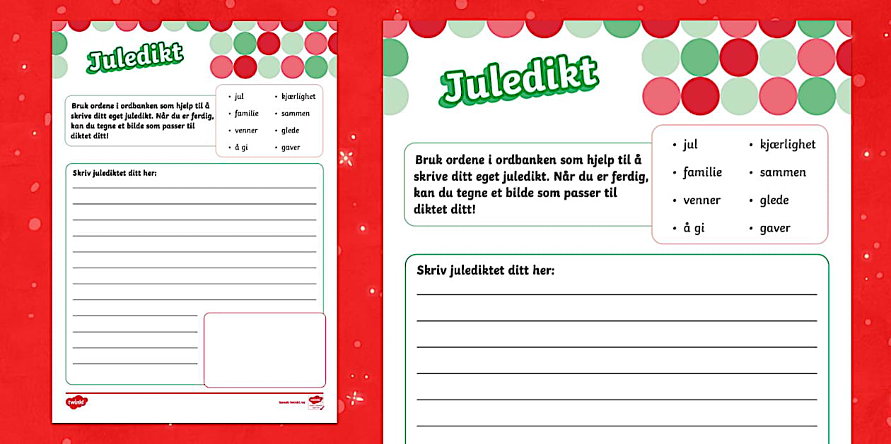 Skriv et juledikt (teacher made) - Twinkl