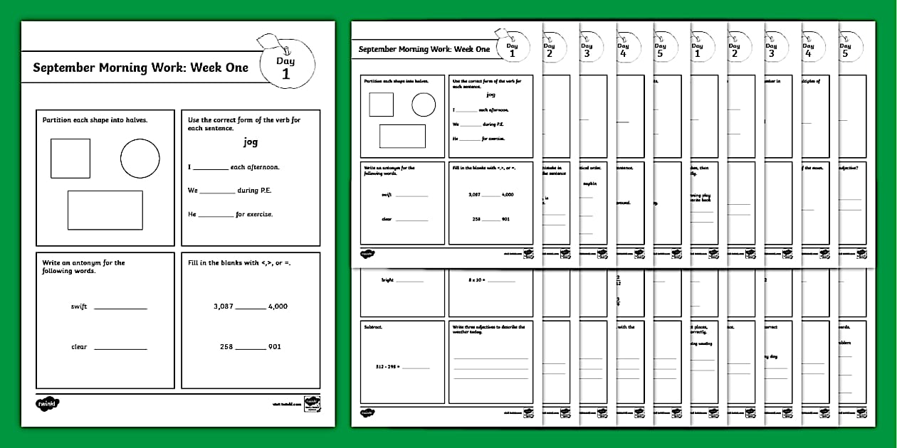 Third Grade September Morning Work Bundle (teacher made)