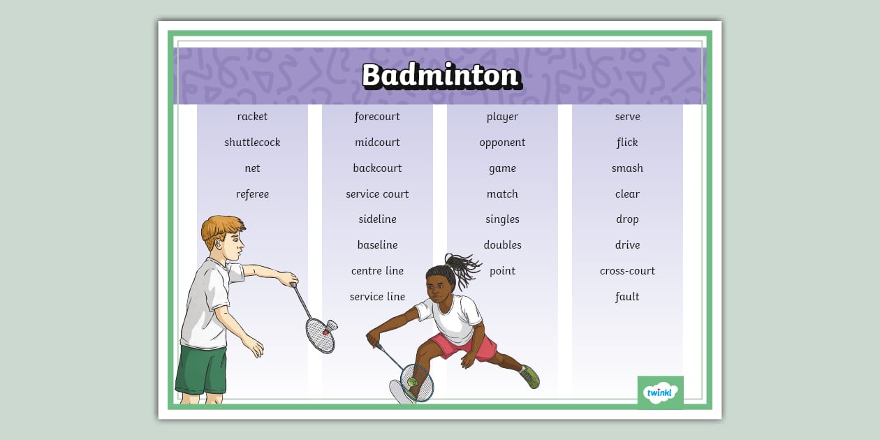 KS2 Badminton Word Mat - PE (teacher made) - Twinkl