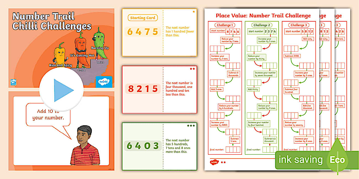 👉 Y4 Number/Place Value: 4-Digit Differentiated Number Trails