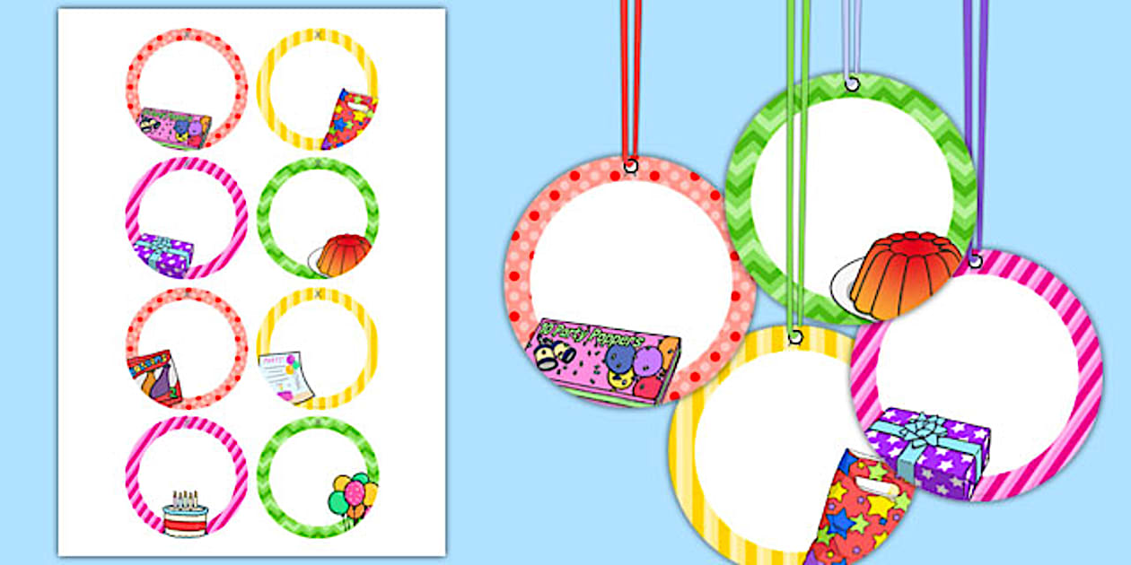 Editable 7th Birthday Party Name Tags (teacher made)