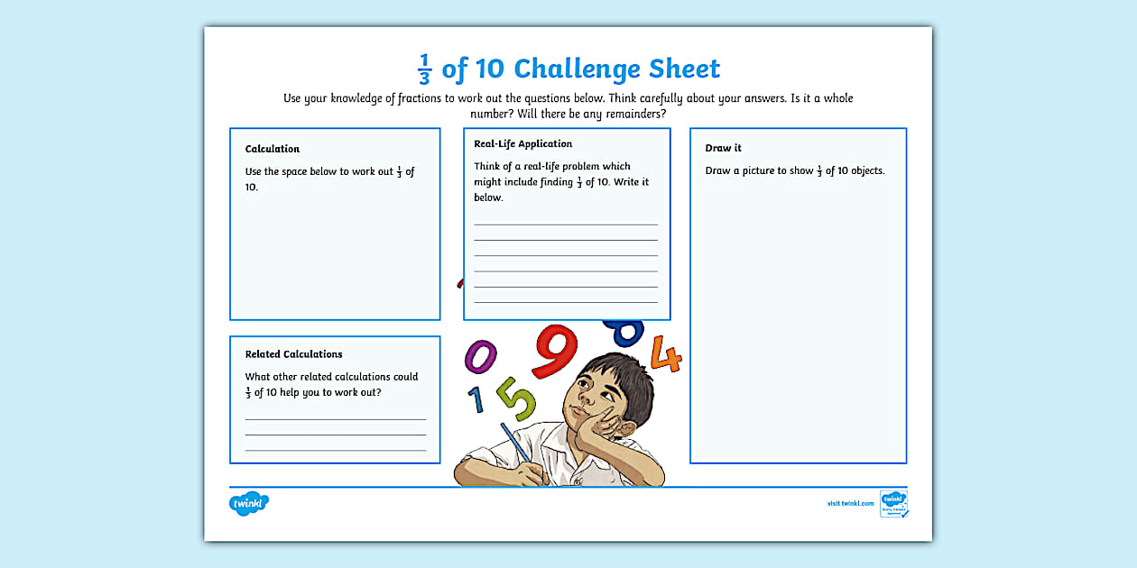 👉 1/3 of 10 Challenge Sheet (professor feito) - Twinkl