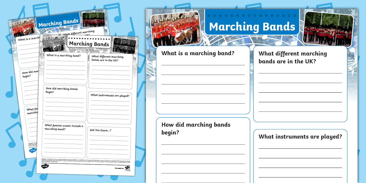 👉 Marching Bands Fact File Template - Twinkl