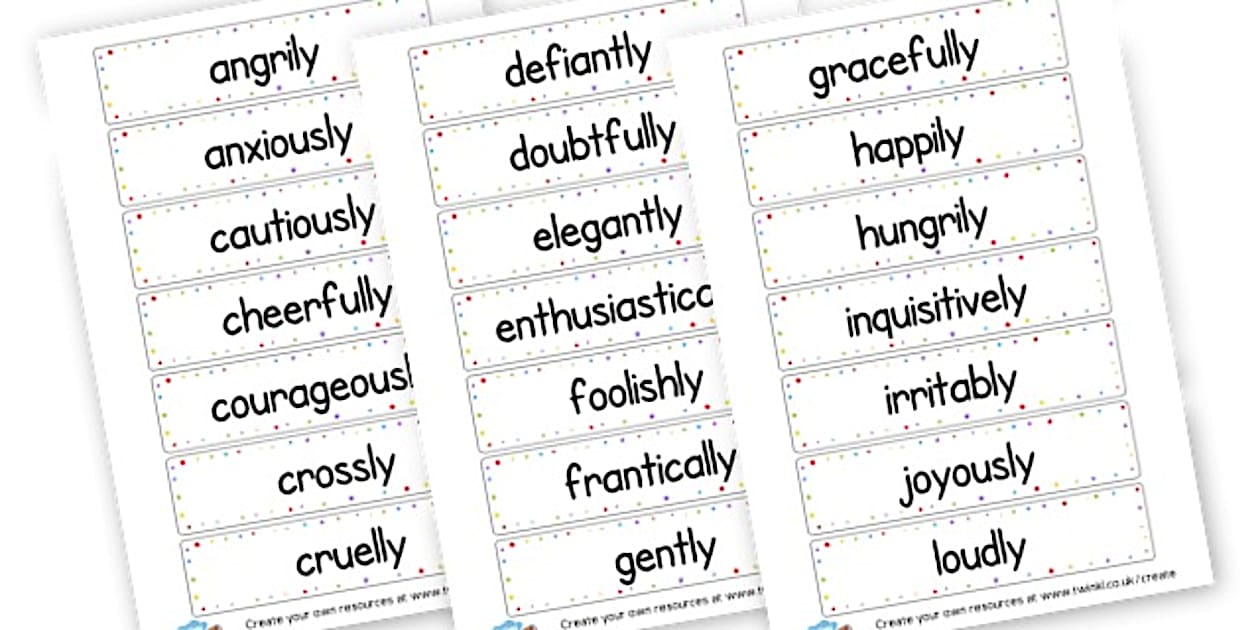 Adverb Word Cards (teacher made) - Twinkl