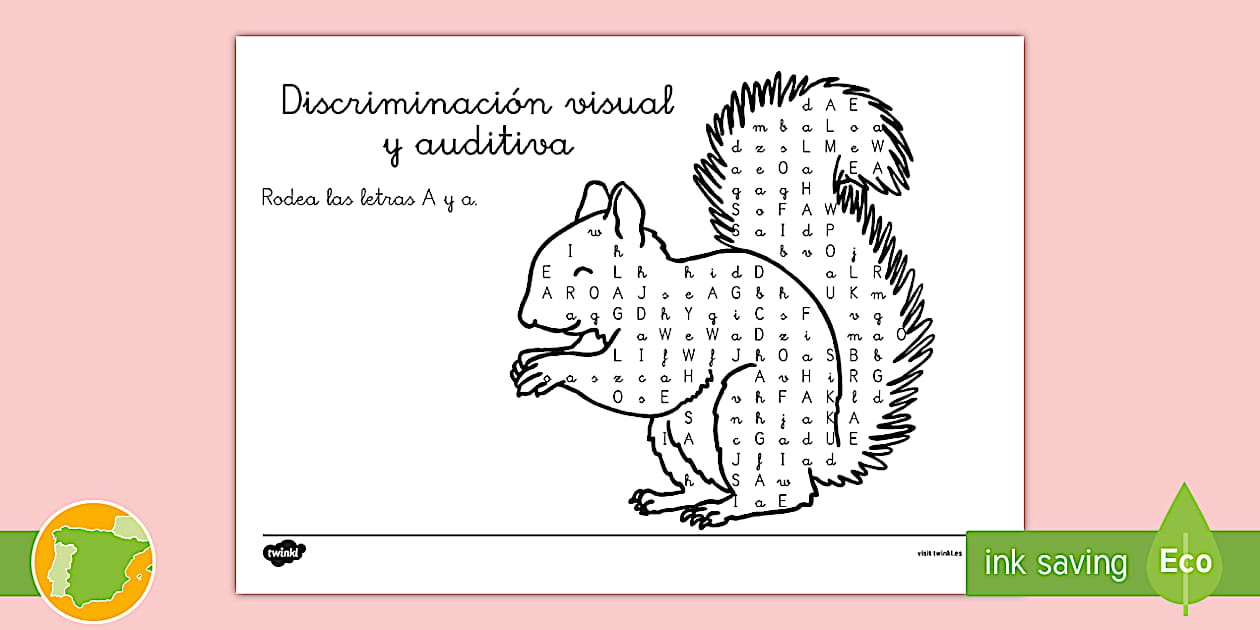 Ficha de discriminación visual y auditiva: La letra A