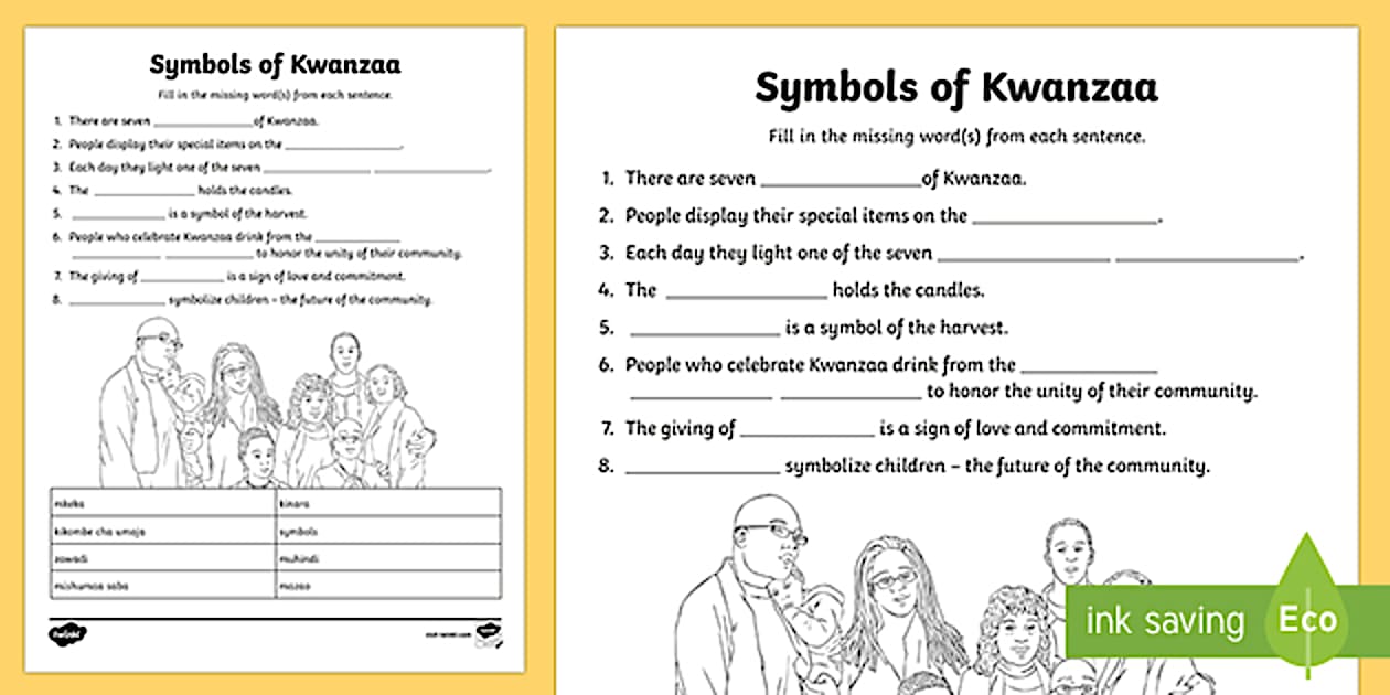 Fun Kwanzaa Symbols Worksheet for Kids | Twinkl USA - Twinkl
