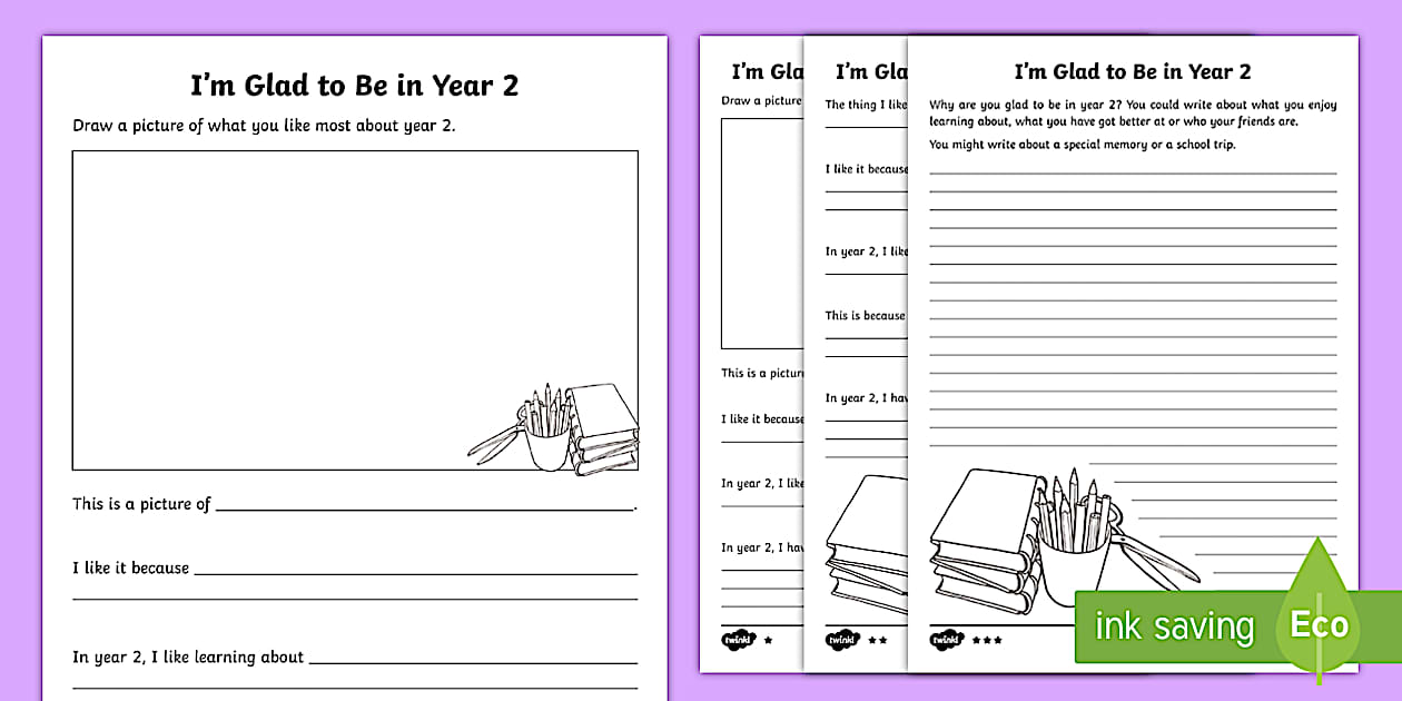 I'm Glad to Be in Year 2 Writing Frames (Teacher-Made)