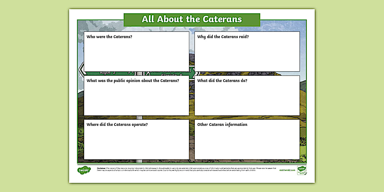 All About the Caterans Activity Sheet (teacher made)