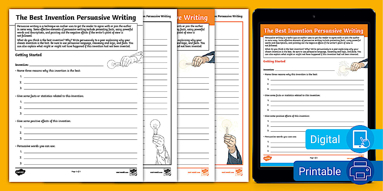 The Best Invention Persuasive Writing Worksheet - Twinkl