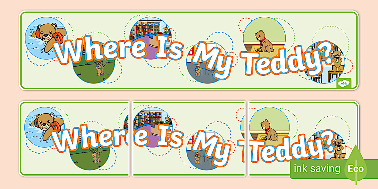 Where Is My Teddy? Prepositions Display Banner - Twinkl