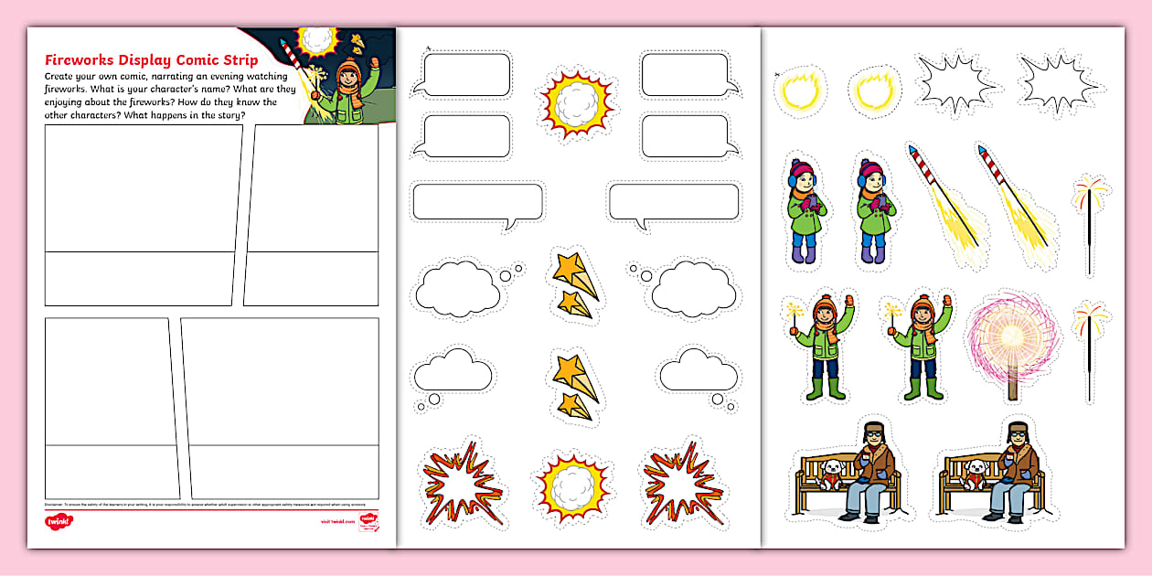 Firework Comic Cut and Stick - Twinkl English (teacher made)