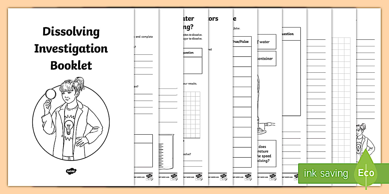 Editable Dissolving Experiments: Investigation Worksheet Booklet
