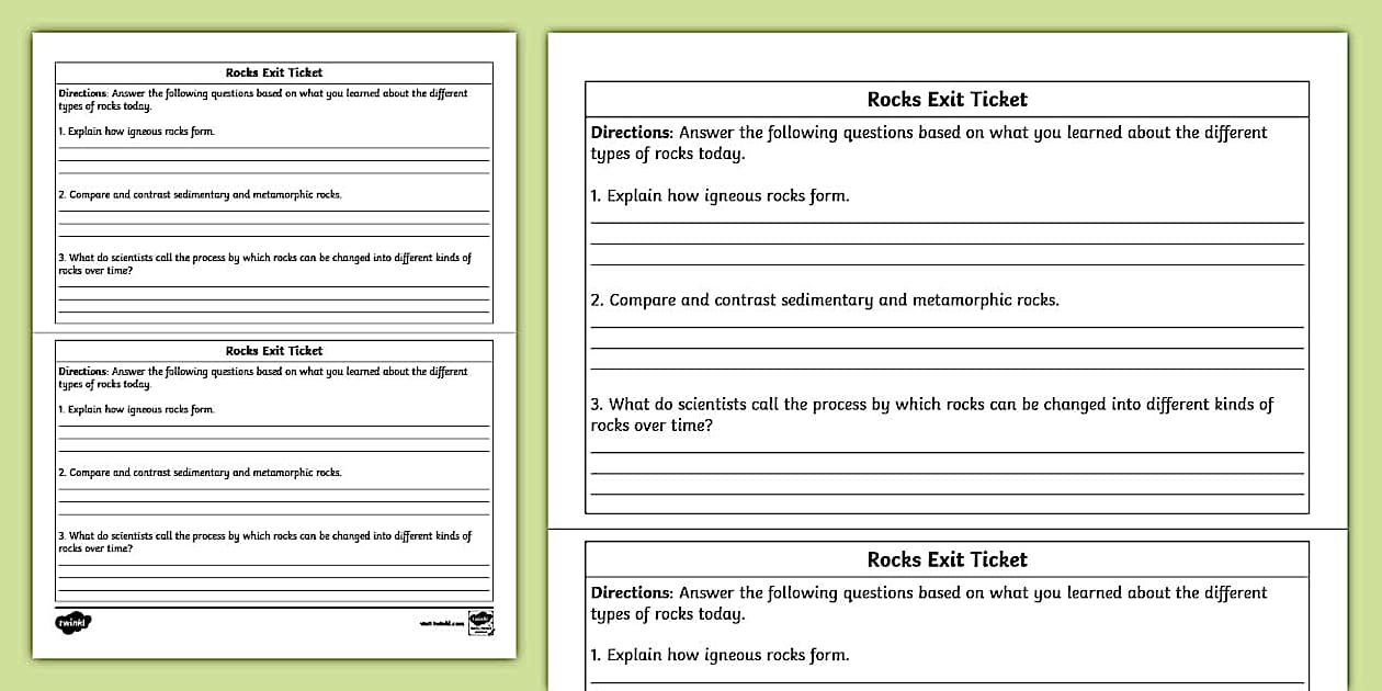 Sixth Grade Rocks Science Exit Ticket (teacher made)