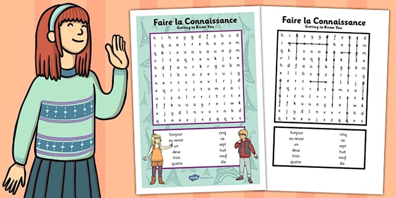 Year 3 Getting to Know You - French Greetings Word Search
