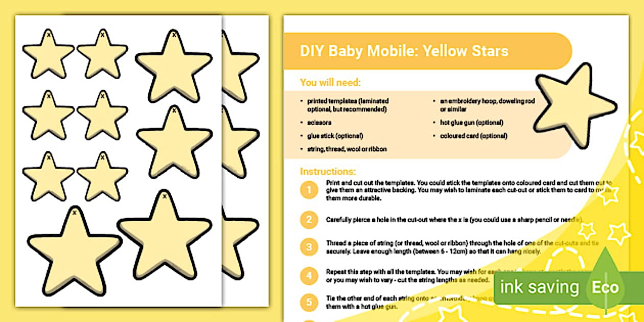 FREE! - Make Your Own Mobile Kit - Yellow Stars - Twinkl
