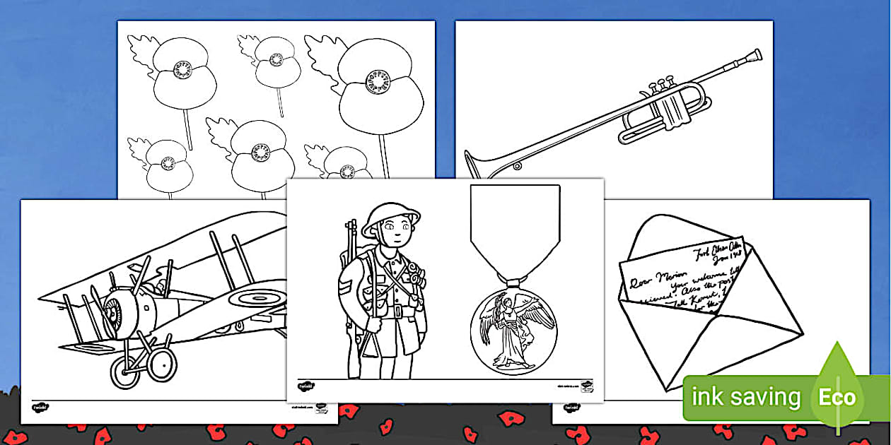 EYFS Remembrance Day Colouring Pages (teacher made) - Twinkl