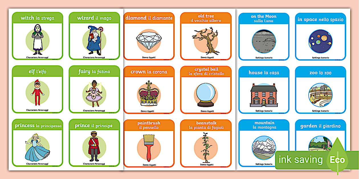 Make a Story Storytelling Prompt Cards English/Italian