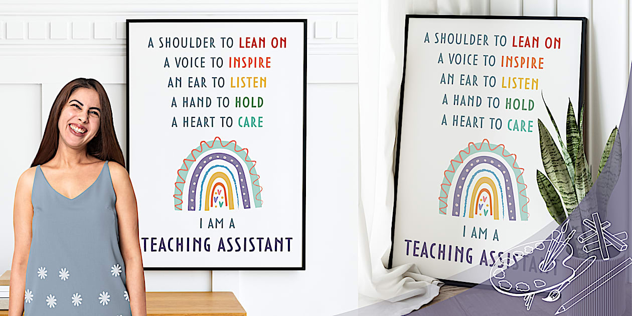 Teaching Assistant Poem Muted Rainbow-Themed Poster - Twinkl