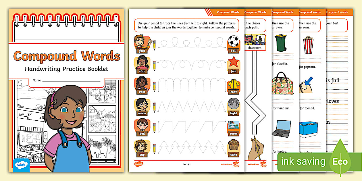 Compound Words Booklet For Handwriting Practice - English