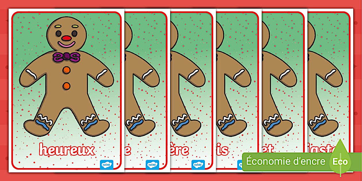 Affiches - émotions du petit bonhomme en pain d'épices