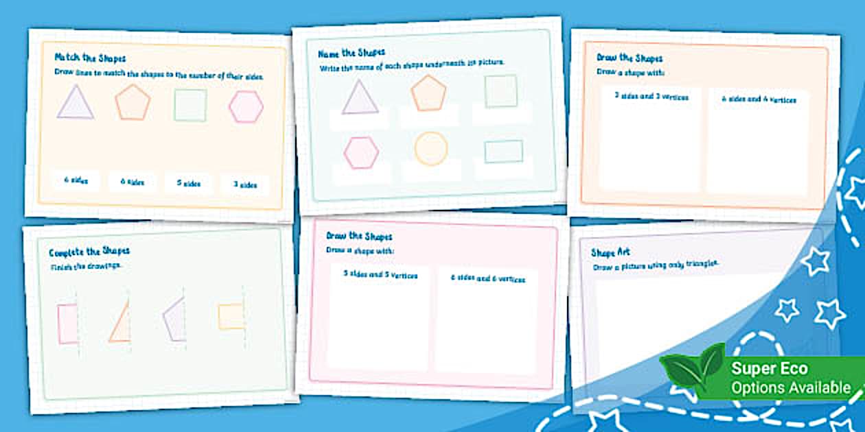 2D Shape Challenge Cards (Ages 6 - 7) - Twinkl