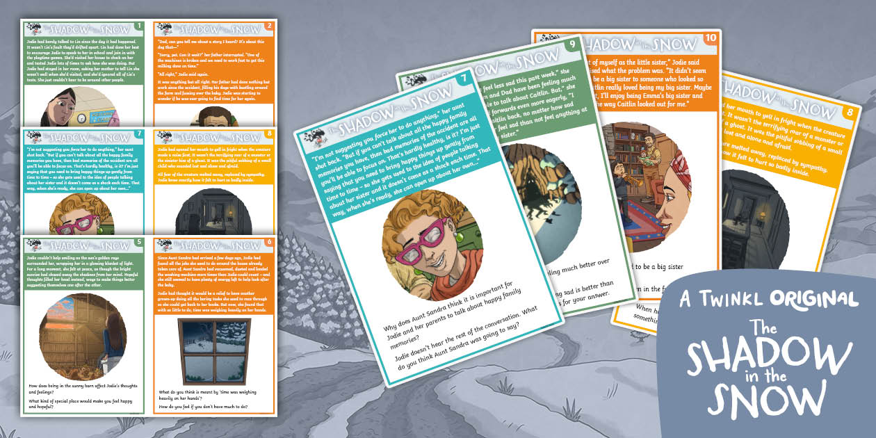 'The Shadow in the Snow' KS2 Story Discussion Cards - Twinkl