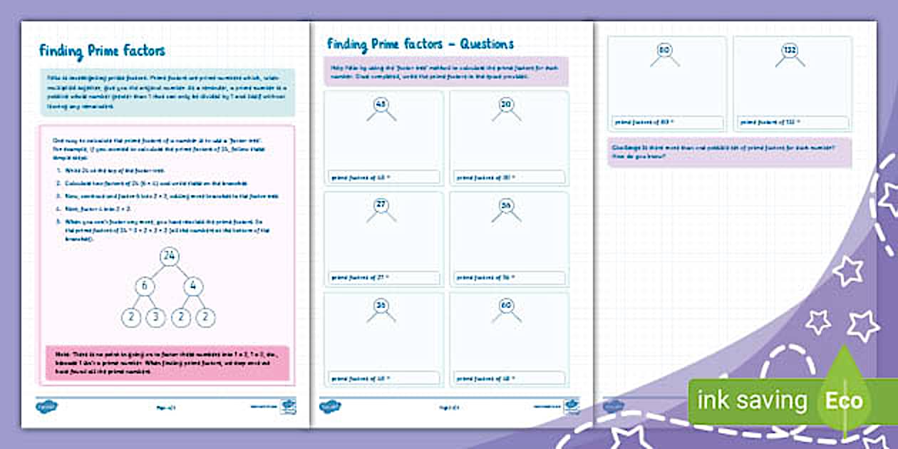 Finding Prime Factors (Ages 9 - 10) (teacher made) - Twinkl