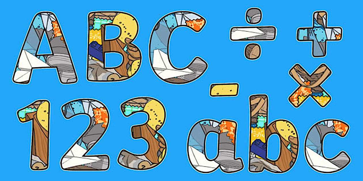Editable Everyday Materials Themed Display Letters and Numbers Pack