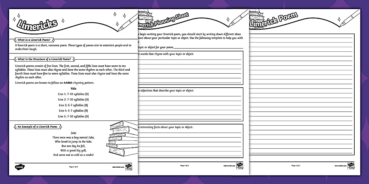 Writing Limerick Poems for 6th-8th Grade (Teacher-Made)