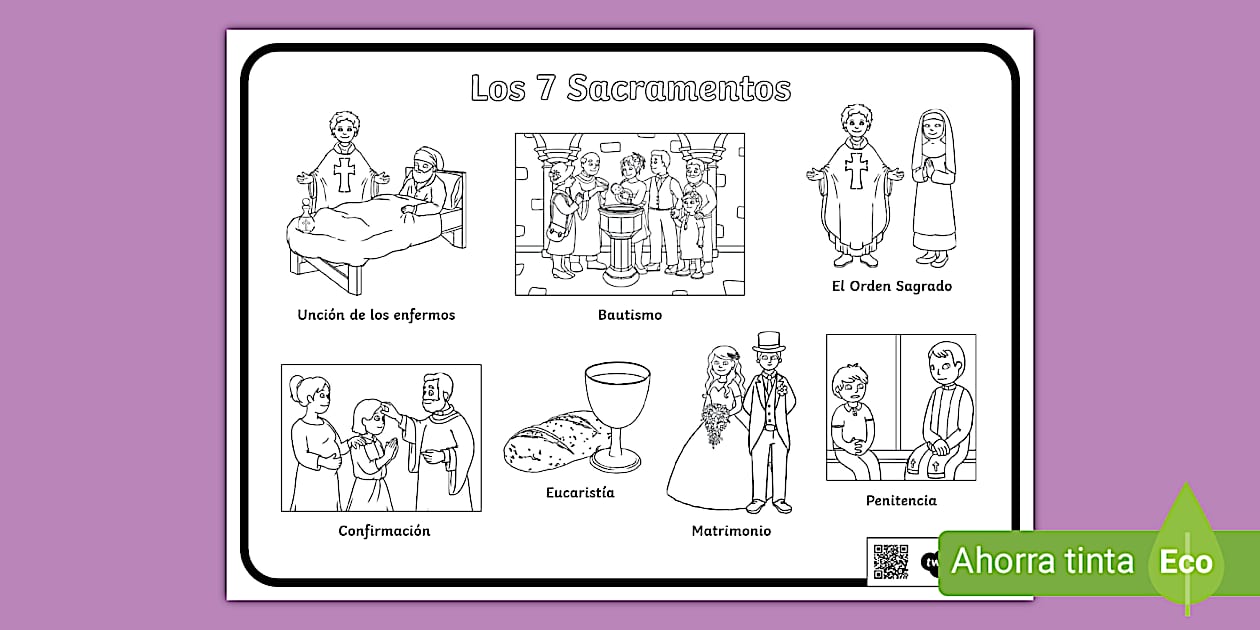Dibujo los 7 sacramentos - Hoja para colorear para niños
