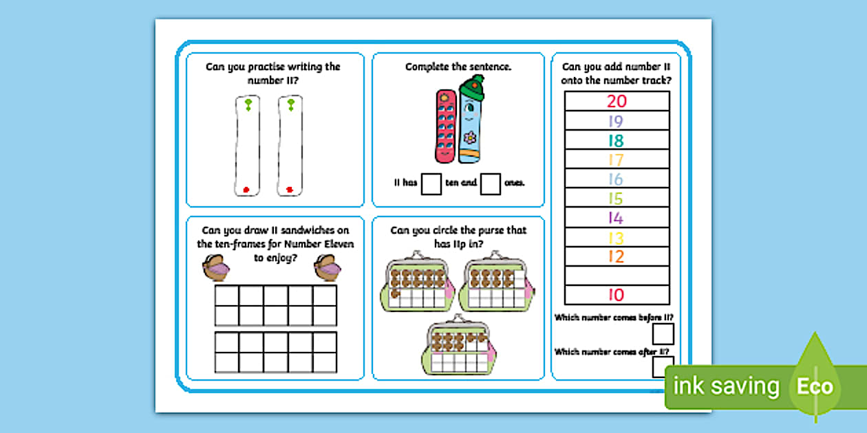 👉 The Adventures of Number Eleven Activity Mat - Twinkl
