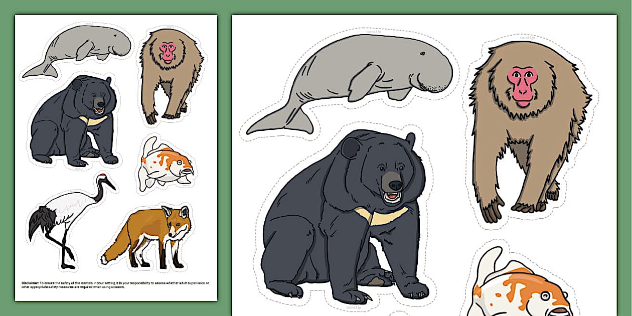 Animals of Japan Display Cut-Outs (teacher made) - Twinkl