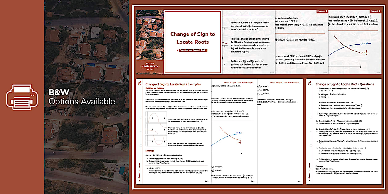 👉 Numerical Methods - Change of Sign Question and Example Pack