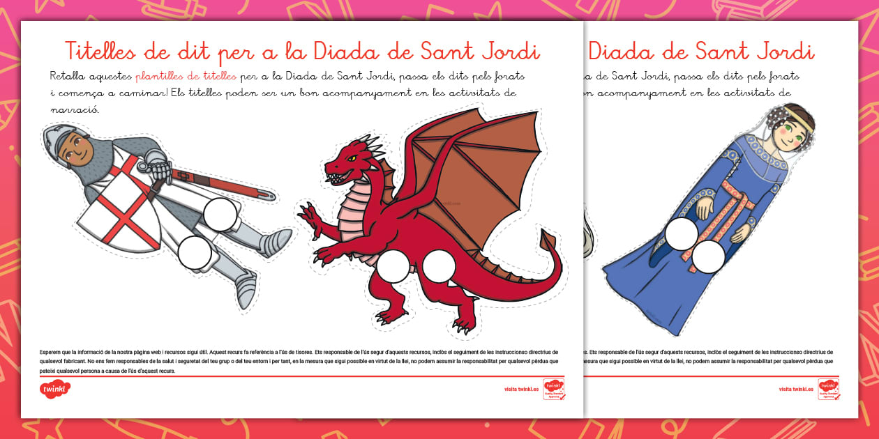 Manualitat: Titelles de dit per a la Diada de Sant Jordi - Català
