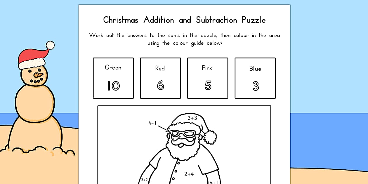 Christmas Addition and Subtraction Puzzle (teacher made)
