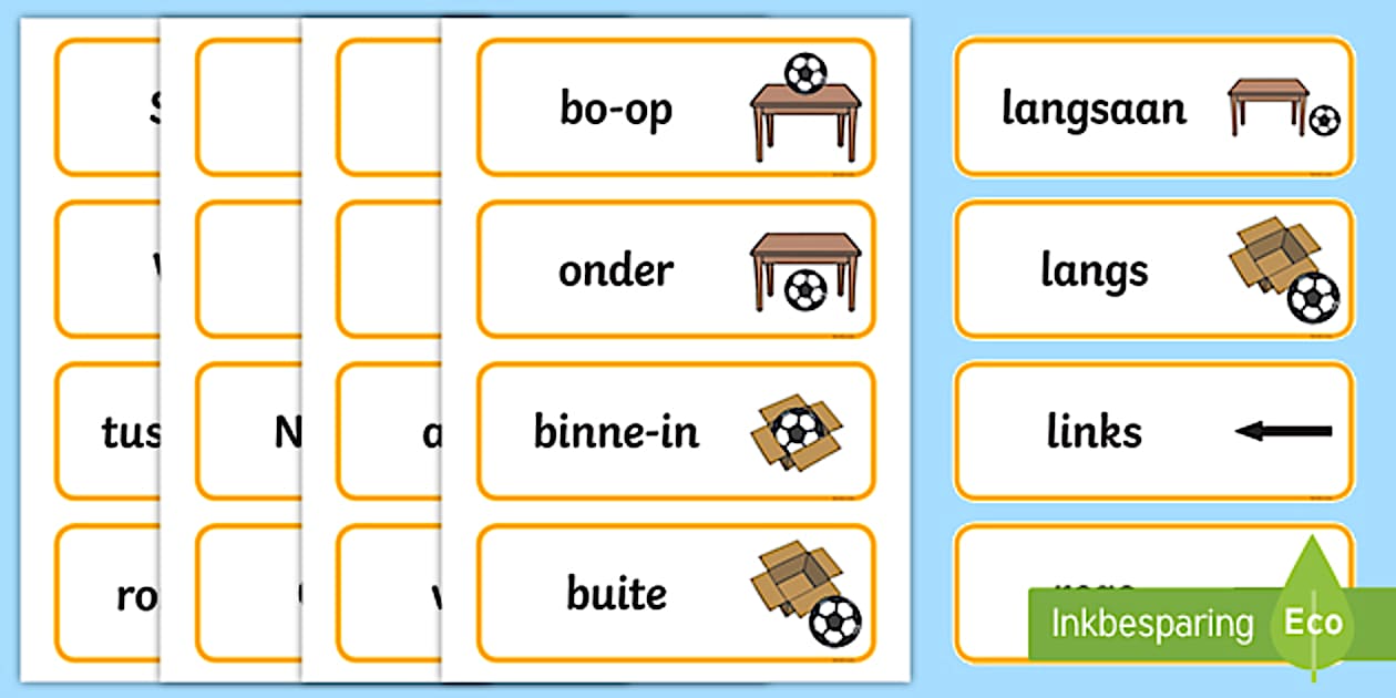 Voorsetsels Woordkaarte - Twinkl