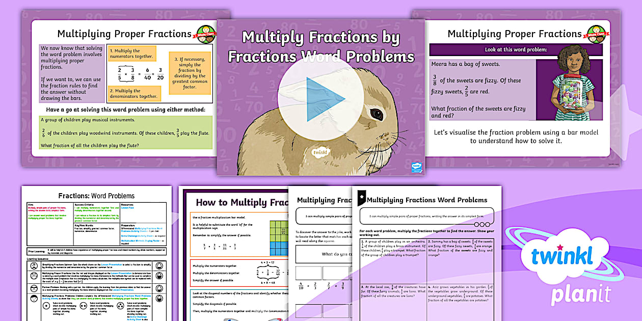 PlanIt Maths Y6 Fractions Multiplying Fractions (2) Lesson Pack
