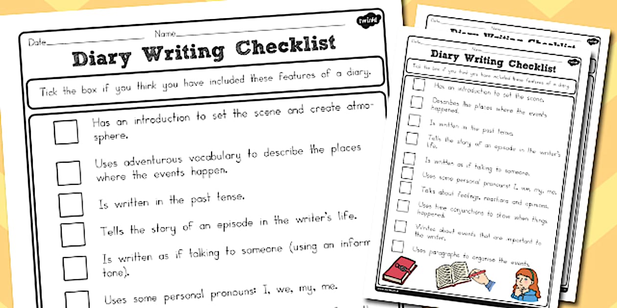 Editable Diary Writing Checklist Differentiated - Twinkl